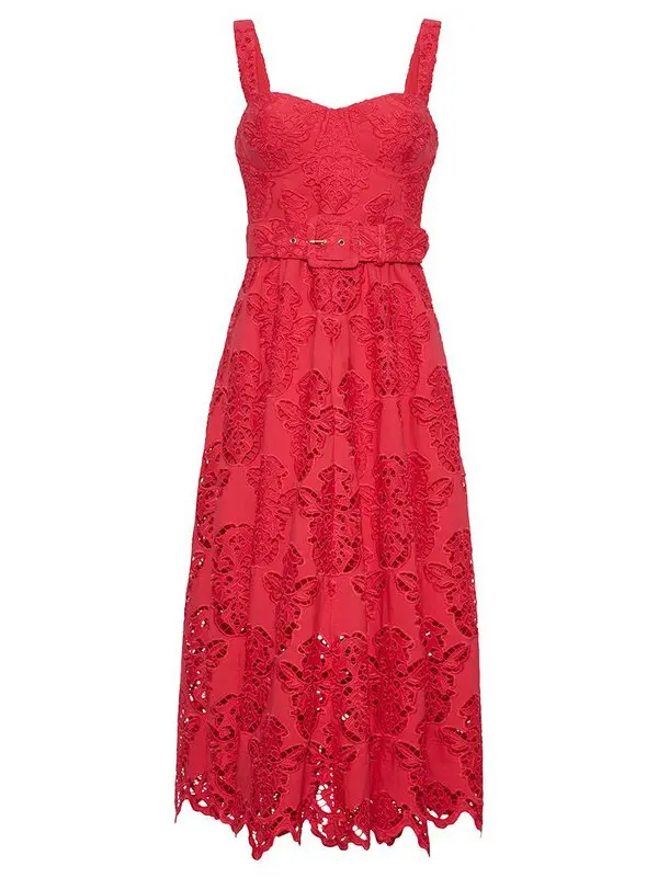 Cara Cara Calypso Fit And Flare Midi Dress - Azalea Eyelet