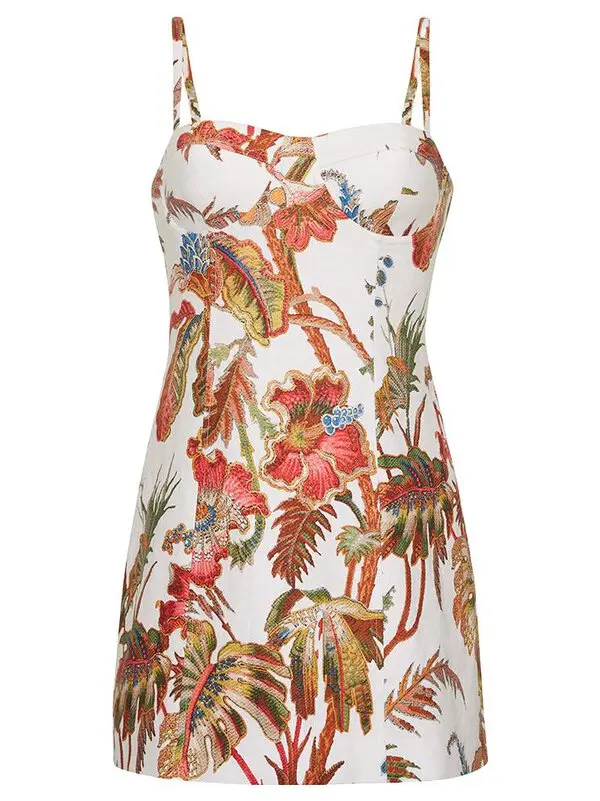 Cara Cara Claudine Mini Dress - Fauna Floral Ivory