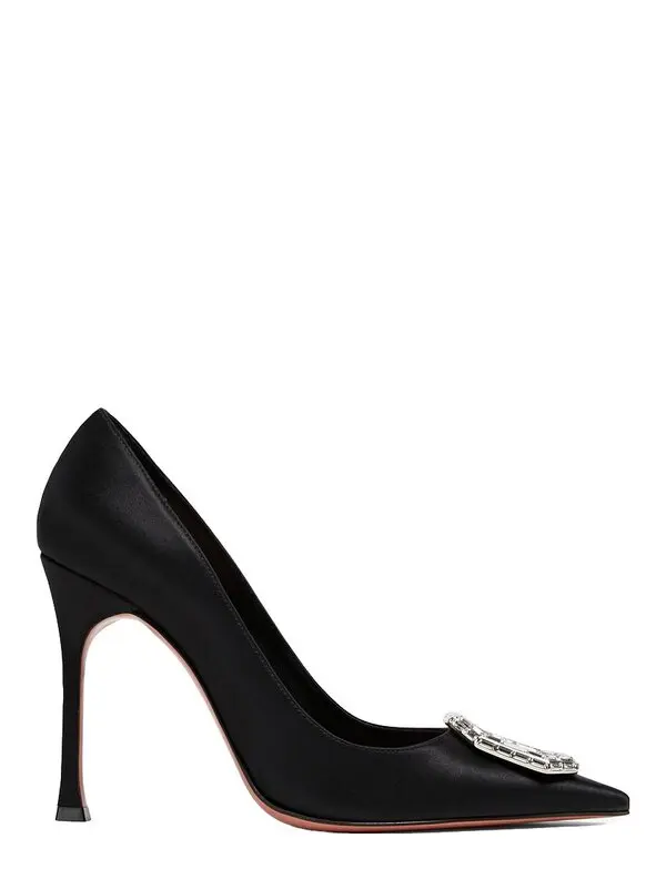 Amina Muaddi Camelia Crystal-embellished Satin Pumps - Black