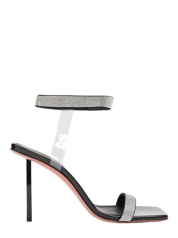 Amina Muaddi Rih Crystal-embellished Suede And Pvc Sandals - Black