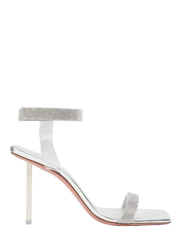 Amina Muaddi Rih Crystal-embellished Metallic Leather Sandals - Silver