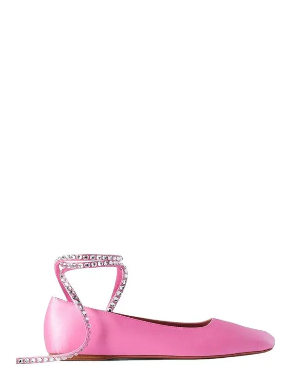 Amina Muaddi Ane Crystal-embellished Satin Ballet Flats - Bubblegum
