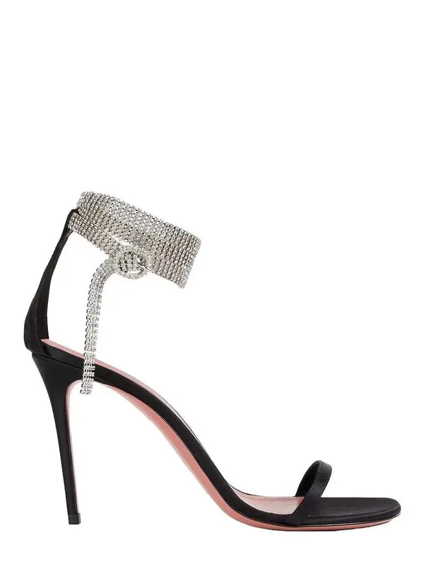 Amina Muaddi Giorgia Crystal-embellished Satin Sandals - Black
