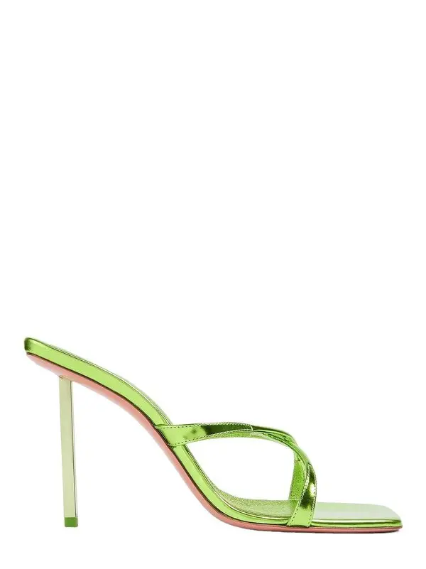 Amina Muaddi Adriana Metallic Leather Mules - Bright Green