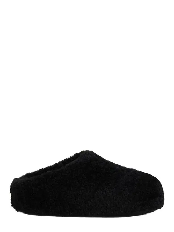 Amina Muaddi Giuly Shearling Slippers - Black