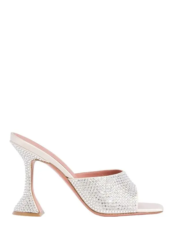 Amina Muaddi Lupita Crystal-embellished Satin Mules - Silver