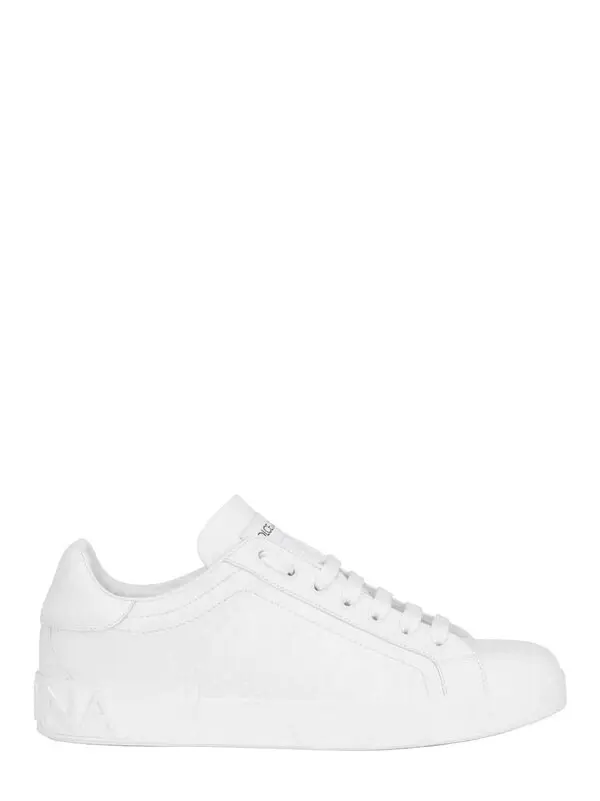 Dolce & Gabbana Portofino Low-top Leather Sneakers With Contrasting Logo - White