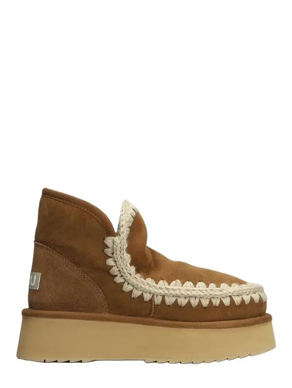 Mou Mini Eskimo Platform Ankle Boots Inside Wedge - Brown