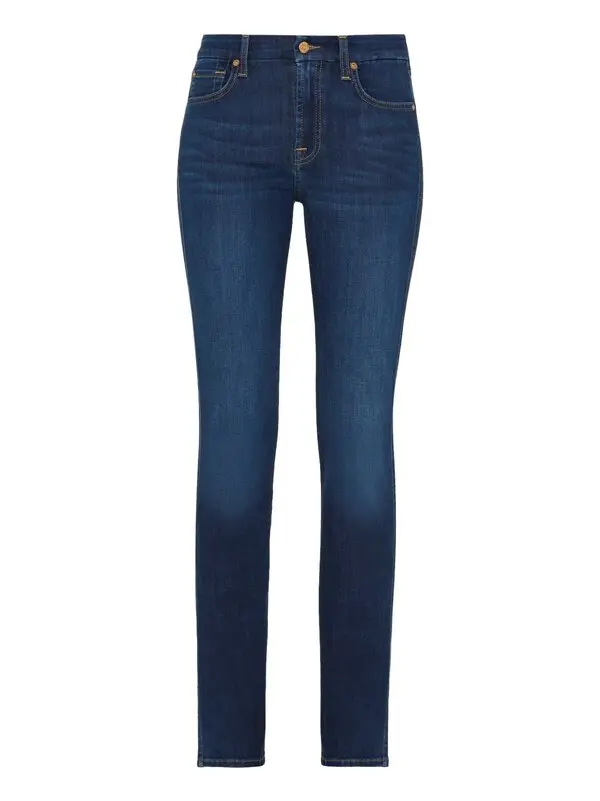 7 For All Mankind Kimmie Straight Rinsed Indigo Jeans - Dark Blue Wash