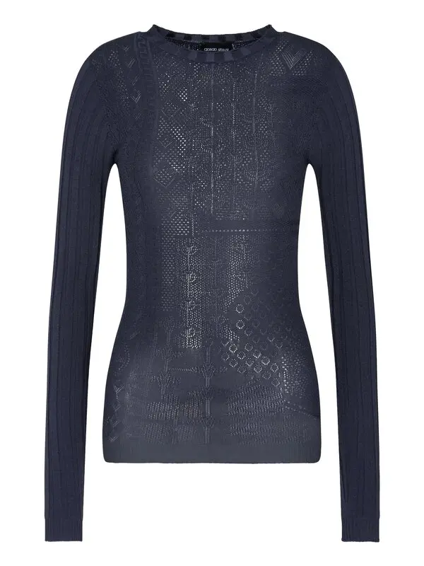 Giorgio Armani Textured Viscose-blend Jumper - Blue