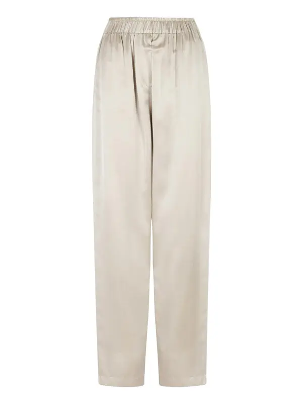 Giorgio Armani Straight-cut Trousers In Silk Satin - Beige