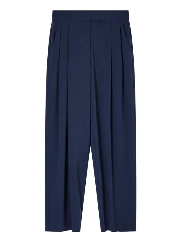 Giorgio Armani Double-pleat Virgin Wool Trousers - Blue