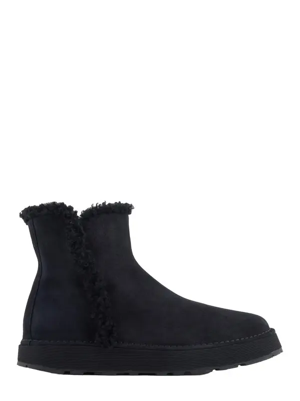 Giorgio Armani Neve Suede And Sheepskin Ankle Boots - Black