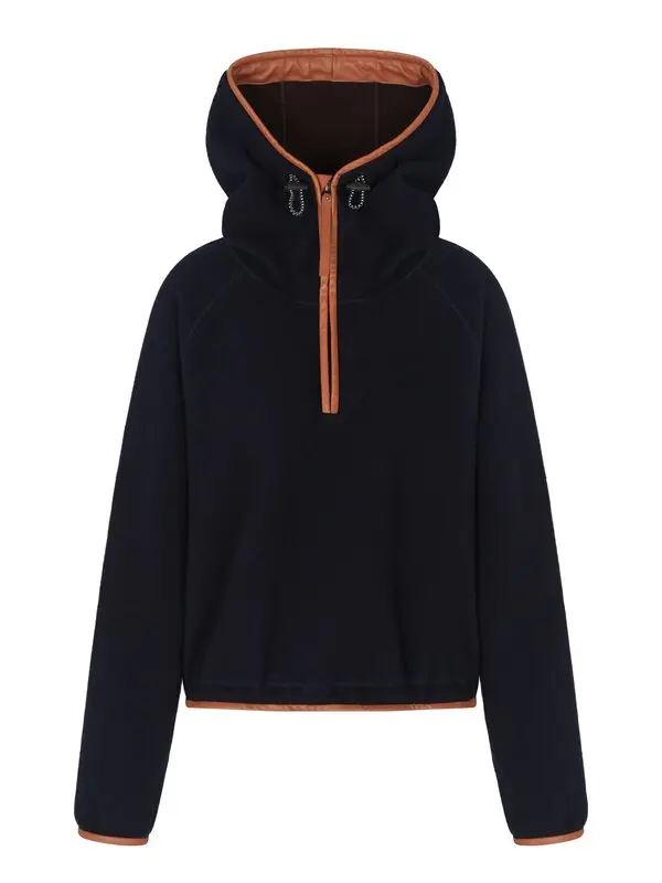 Giorgio Armani Neve Cashmere Fleece Hooded Sweatshirt - Blue