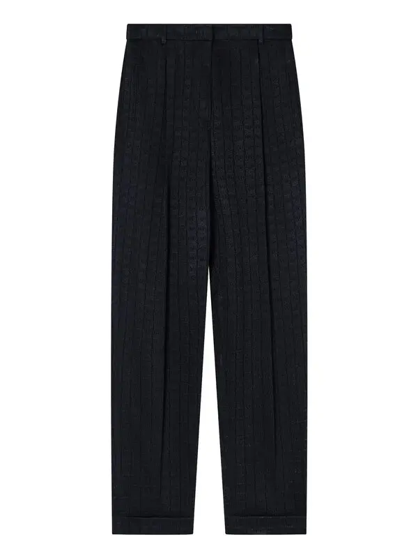 Giorgio Armani Jacquard Cupro Trousers - Black