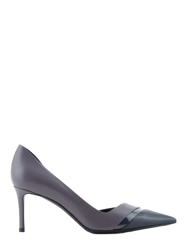 Giorgio Armani Leather, Patent, And Pvc Court Shoes - Grey