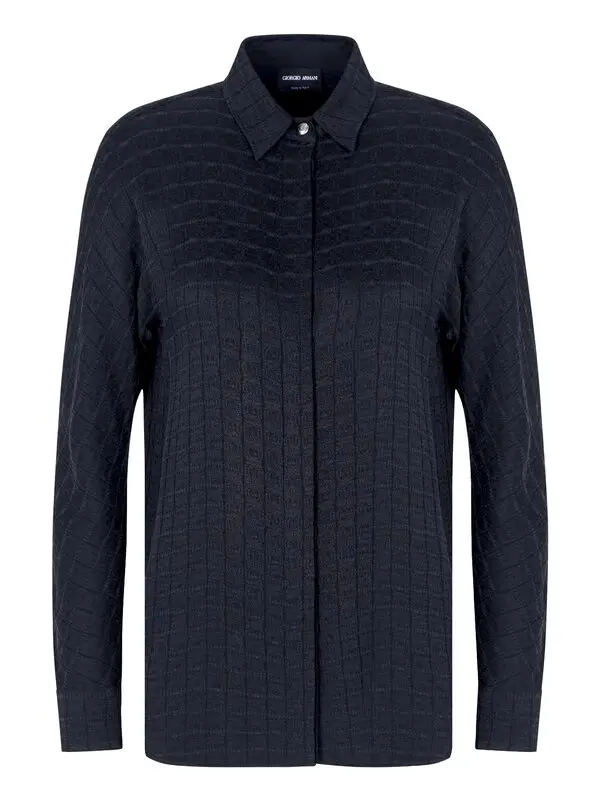 Giorgio Armani Jacquard Cupro Long-sleeved Shirt - Black