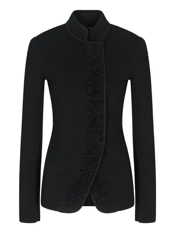 Giorgio Armani Viscose Ottoman Single-breasted Jacket - Black