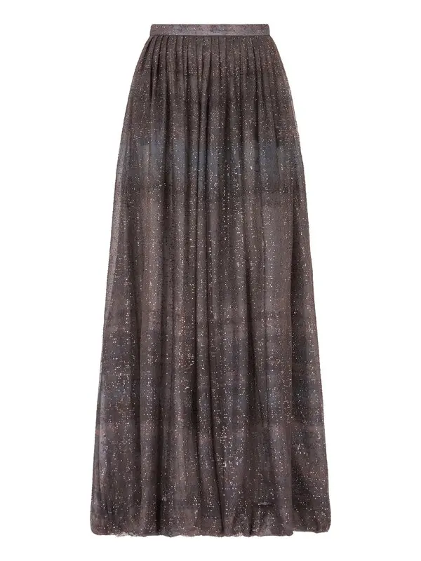 Giorgio Armani Long Skirt In Organza And Embroidered Tulle - Patterned