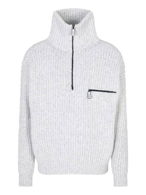 Giorgio Armani Neve Pure Cashmere Jumper With Zip - Grey