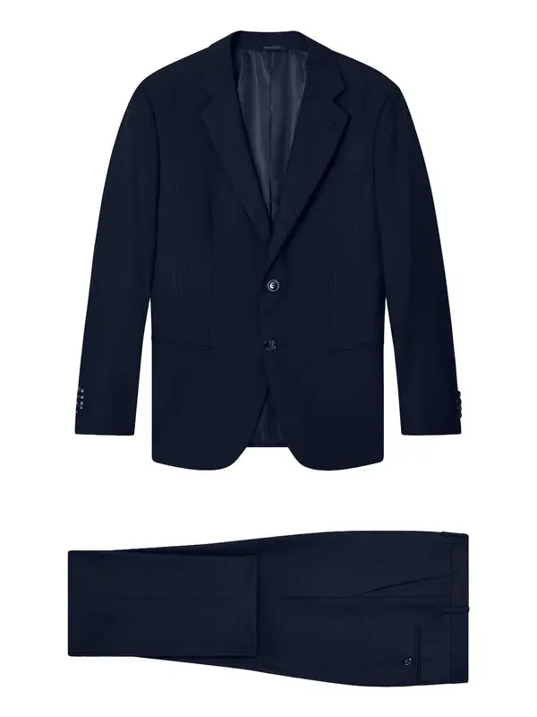 Giorgio Armani Soho Line Single-breasted Suit In Micro-pinstriped Virgin Wool - Navy Blue