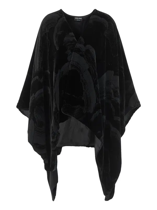 Giorgio Armani Laser-cut Velvet Cape - Black
