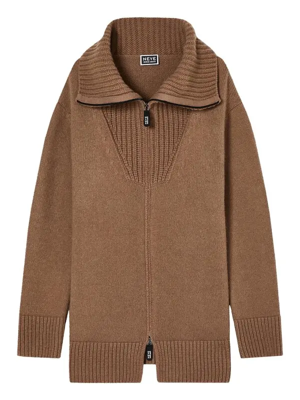 Giorgio Armani Neve Oversized Virgin Wool And Cashmere Cardigan - Camel
