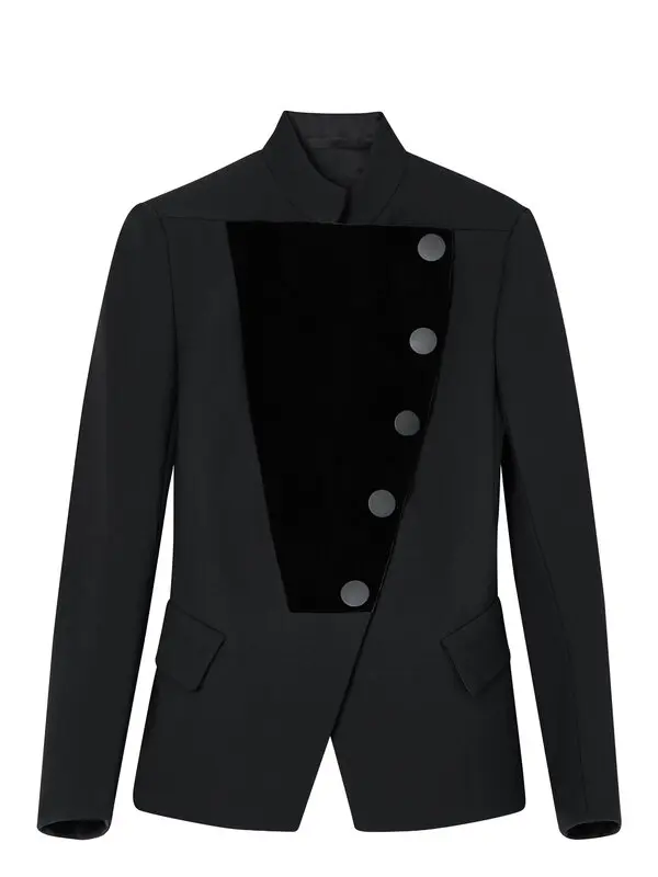 Giorgio Armani Stretch Wool And Velvet Jacket - Black