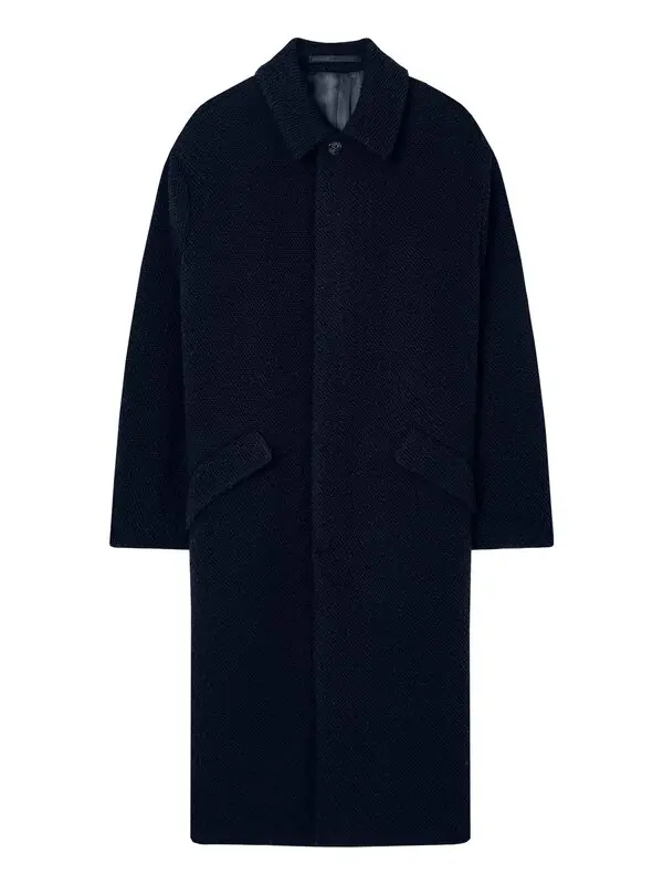 Giorgio Armani Bouclé Cashmere And Virgin Wool Jersey Single-breasted Coat - Blue