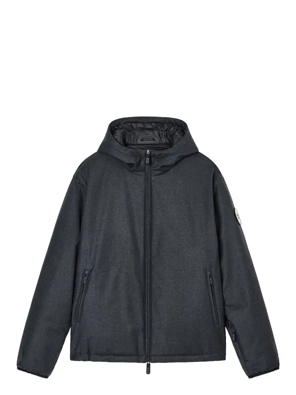 Giorgio Armani Neve Water-repellent Virgin Wool Hooded Ski Jacket - Grey