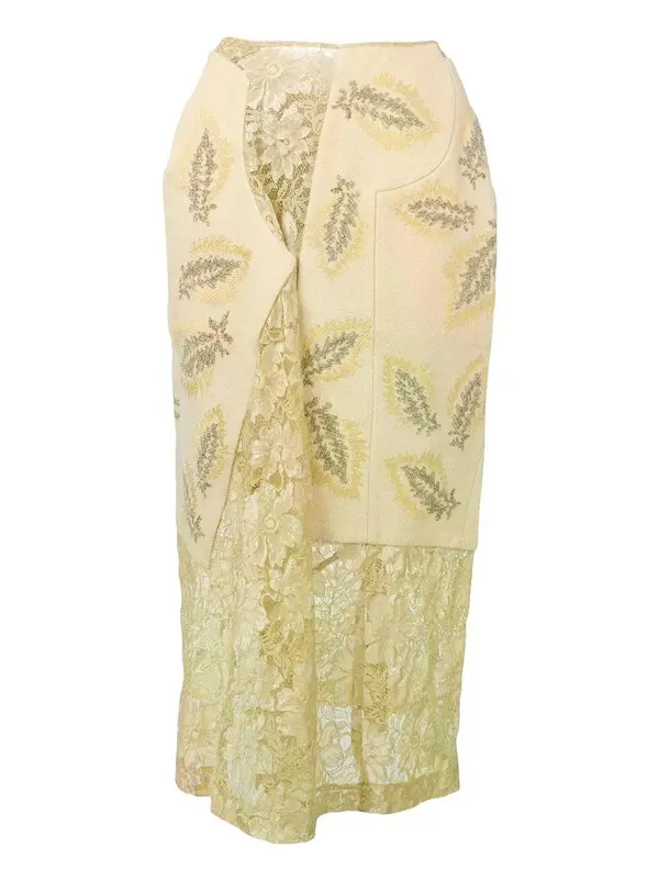 Comme Des Garçons 1997 Lace Panelled Skirt - Neutrals