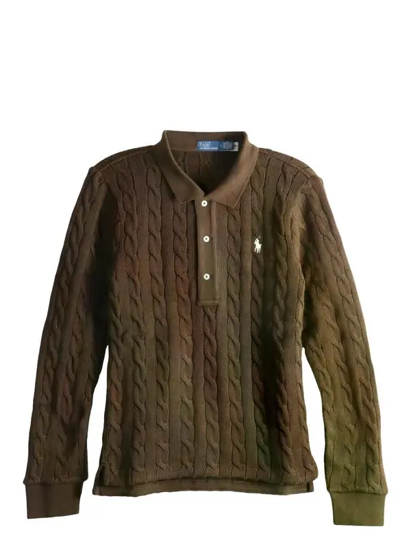 Polo Ralph Lauren Cable-knit Buttoned Polo Top - Brown