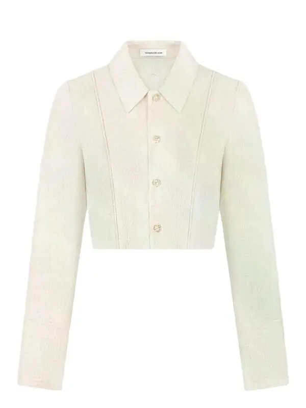 Manière De Voir Florine Contour-piped Cropped Shirt - Neutrals