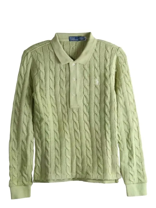 Polo Ralph Lauren Cable-knit Buttoned Polo Top - Green