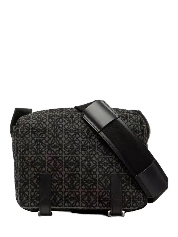 Loewe Anagram Canvas Military Messenger Bag - Black