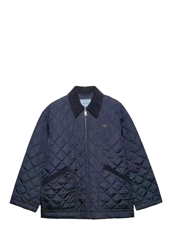Prada Quilted Velvet-collar Puffer Jacket - Blue