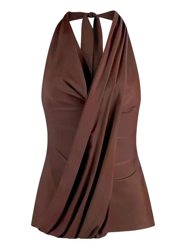 Manière De Voir Draped Halterneck Top - Brown