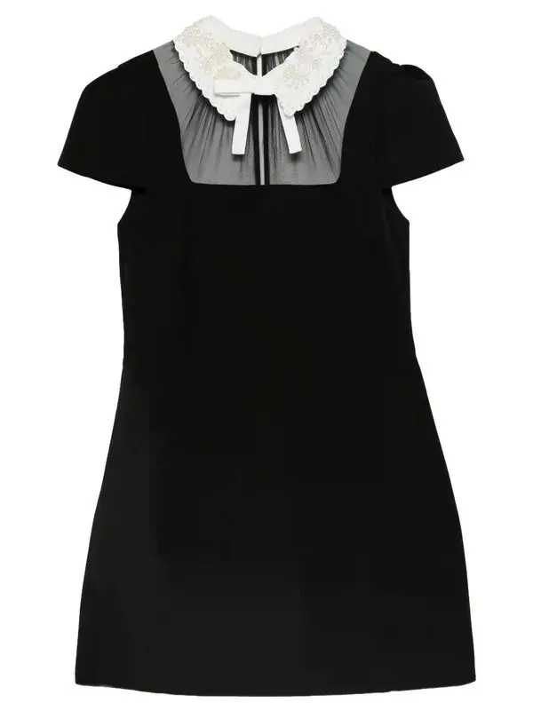 SELF-PORTRAIT Beaded Collar Mini Dress - Black
