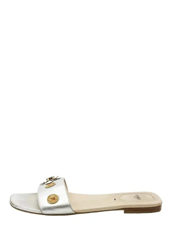 Fendi Floral-appliqué Sandals - Silver