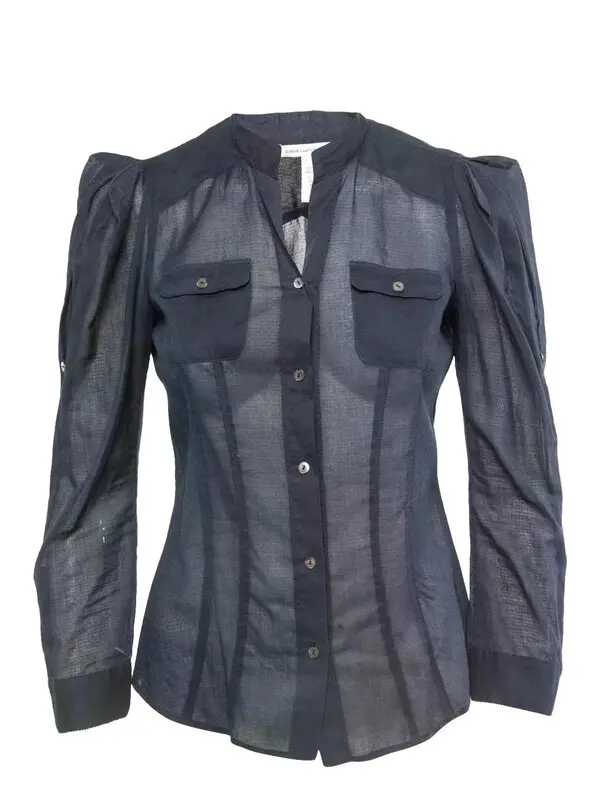 Diane Von Furstenberg Vintage Puff-sleeved Buttoned Shirt - Blue