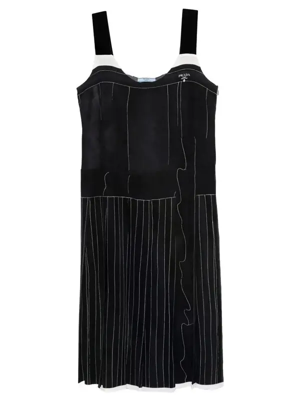 Prada 2000s Striped Midi Dress - Black