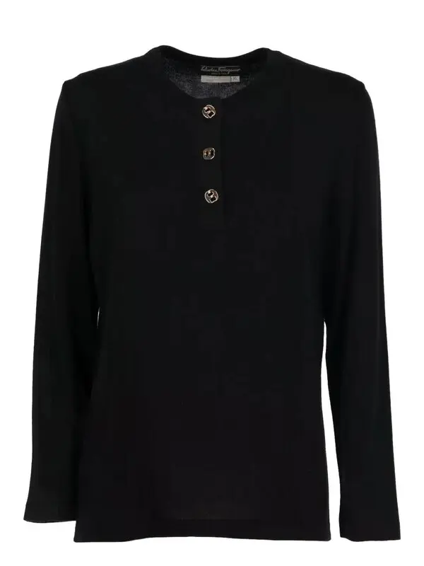 FERRAGAMO 1980s Wool Sweater - Black