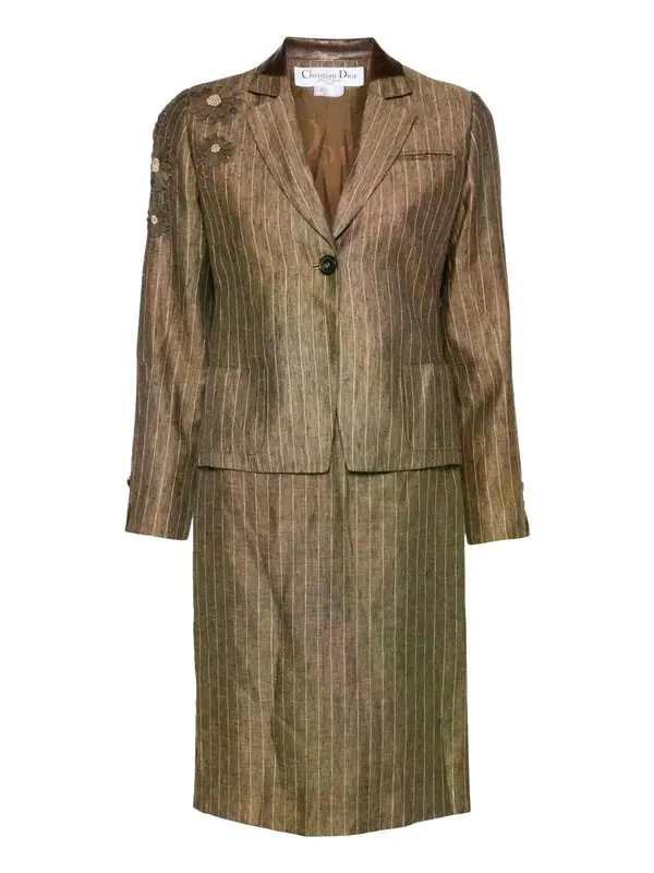 Dior 2000s Linen Skirt Suit - Brown