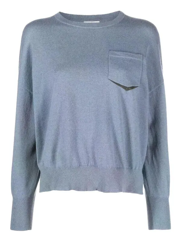 Brunello Cucinelli Patch-pocket Cashmere Jumper - Blue