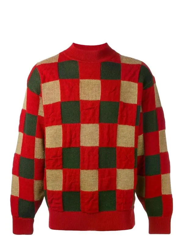 Issey Miyake Checked Jumper - Red