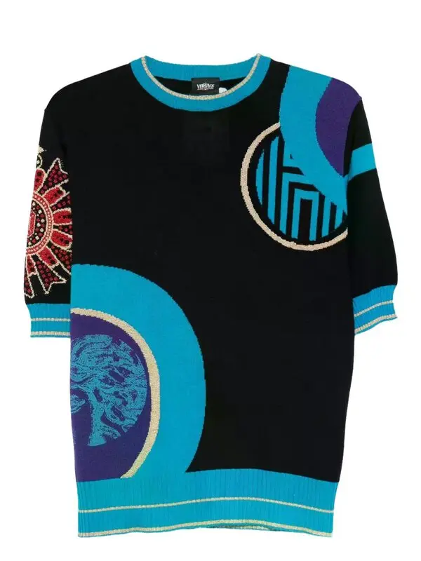 Versace Geometric-floral T-shirt - Black