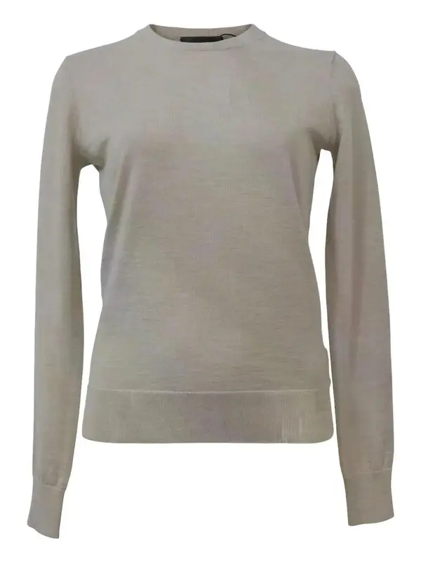 Theory Crew-neck Ribbed-trim Sweater - Neutrals