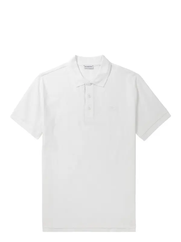 Burberry Ekd Logo-embroidered Cotton-piqué Polo Shirt - White