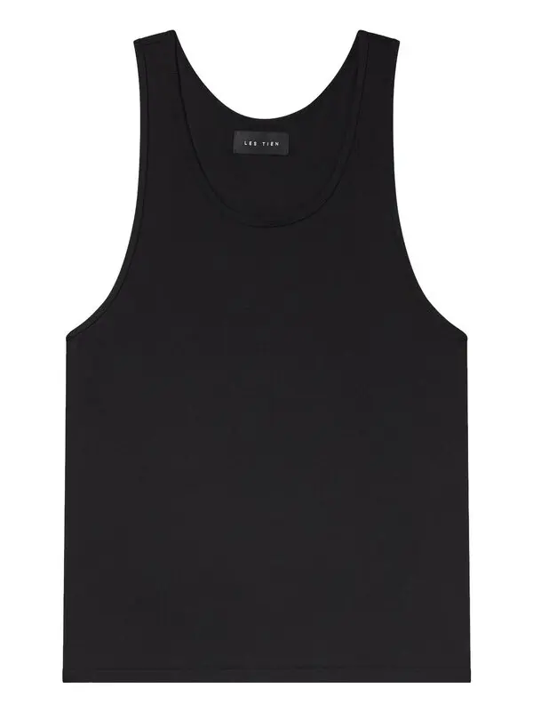 LES TIEN Oversized Cotton-jersey Tank Top - Black