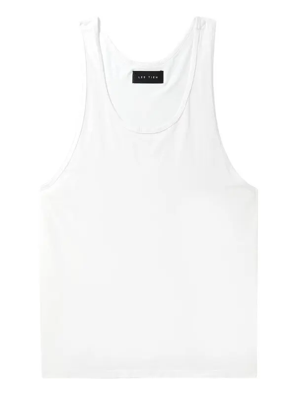 LES TIEN Oversized Cotton-jersey Tank Top - White